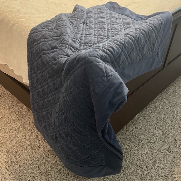 Bedding | 32 Reversible Dusty Blue Velour Throw Blanket | Poshmark